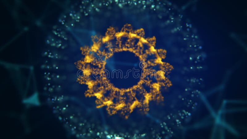 3d Illustration of Abstract Yellow Gear on Blue Background. Stock ...
