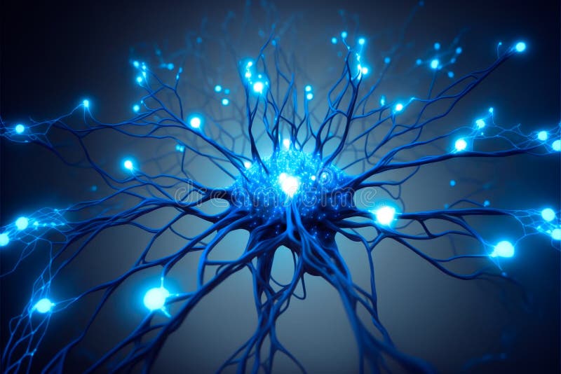3d Illustration of the Activity of Neurons and Synapses. Neural ...