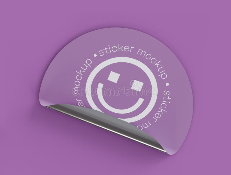 3D Illustration. Adhesive Sticker Mockup with Fold Edge Stock ...