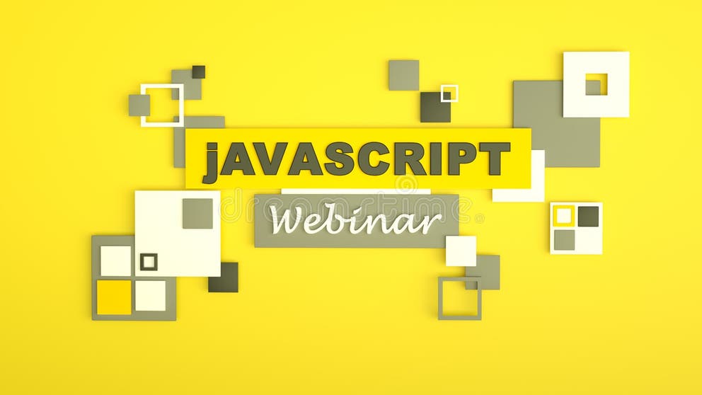 3D Illustration of Advertising Signboard of Javascript Webinar. Coding ...