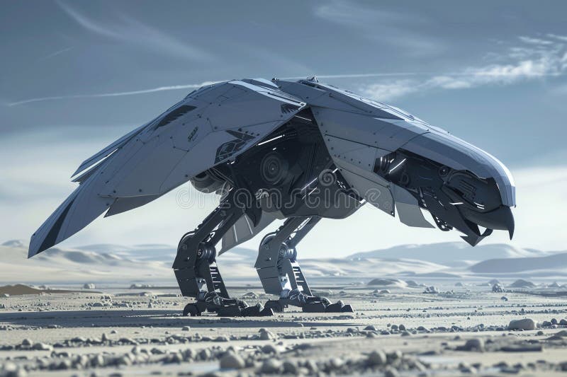 A 3D Illustration of an AI-controlled Robotic Falcon Designed for ...