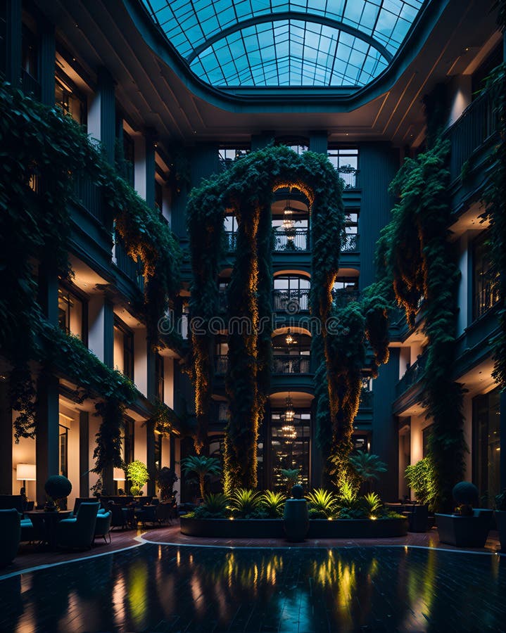 A Large Building with a Pool Inside of it Created with Generative AI ...