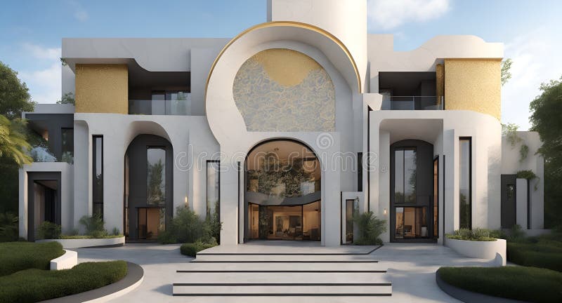 A Large White Building with a Circular Entrance Created with Generative ...