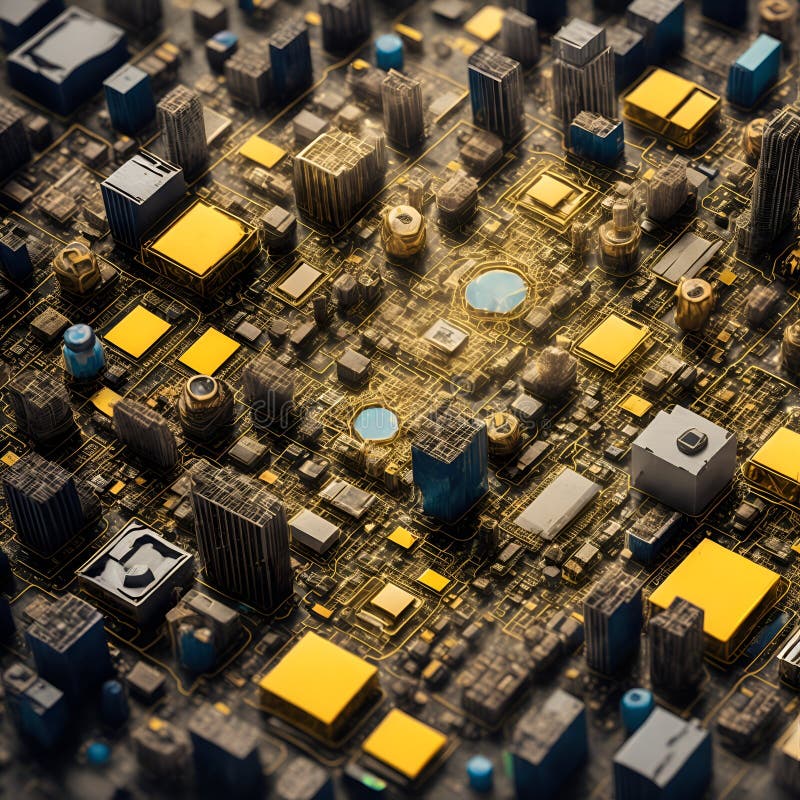 Ai Generated a Computer Motherboard with Vivid Blue and Yellow ...