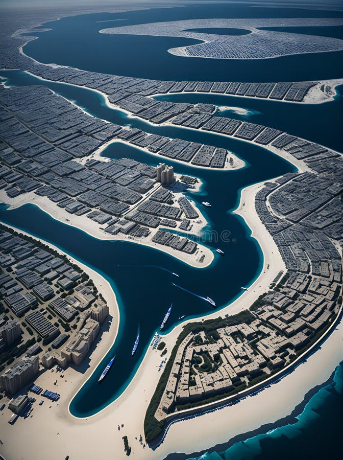 Ai Generated a Stunning Aerial View of a City and Its Waterfront Stock ...