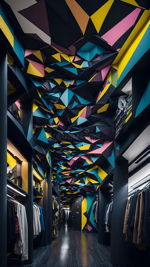 Ai Generated a Vibrant and Colorful Clothing Store Interior with a Wide ...