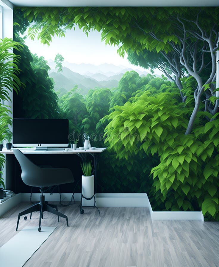 Ai Generated a Modern Computer Desk with a Widescreen Monitor Stock ...