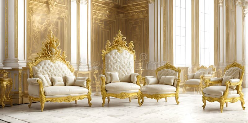 Ai Generated a Luxurious Room Filled with Opulent Gold Furniture and ...
