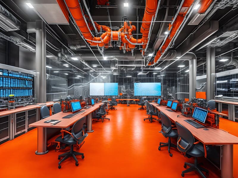 Ai Generated a Modern Office Workspace with Multiple Computer Desks and Chairs Stock ...