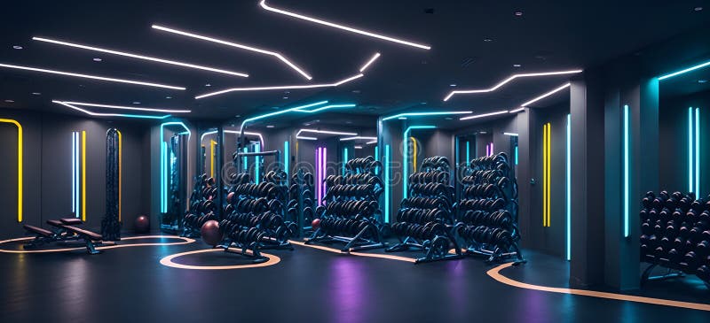 Ai Generated a Fully Equipped Gym with Various Exercise Machines and ...