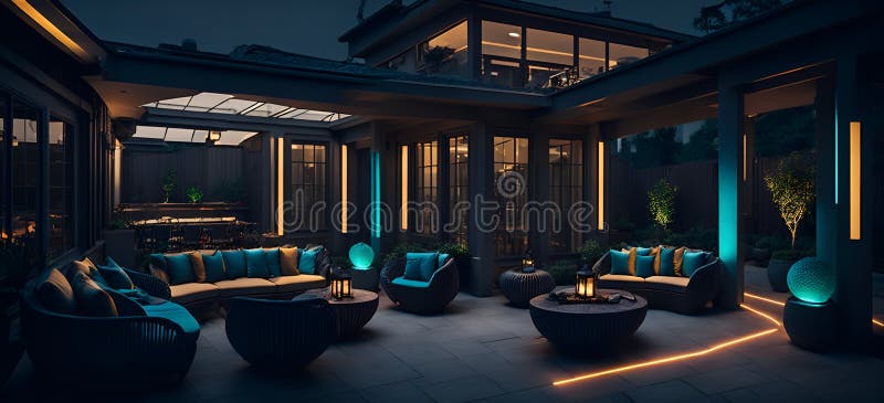 Ai Generated a Cozy and Well-lit Outdoor Patio with Ample Seating ...