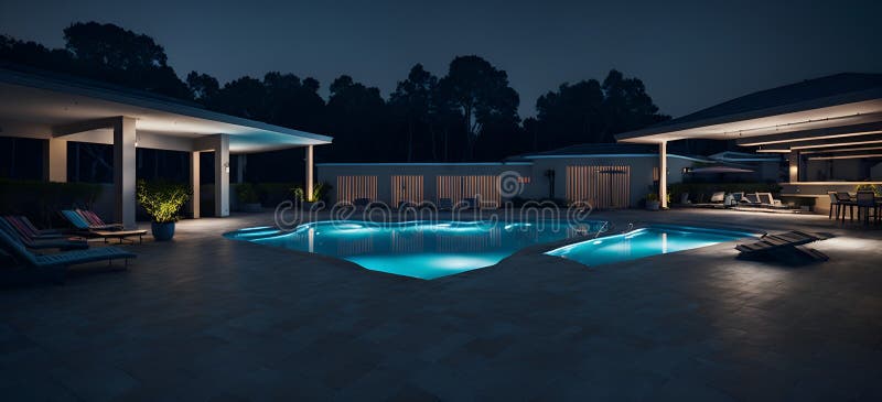 Ai Generated a Serene and Inviting Swimming Pool Surrounded by Lounge ...