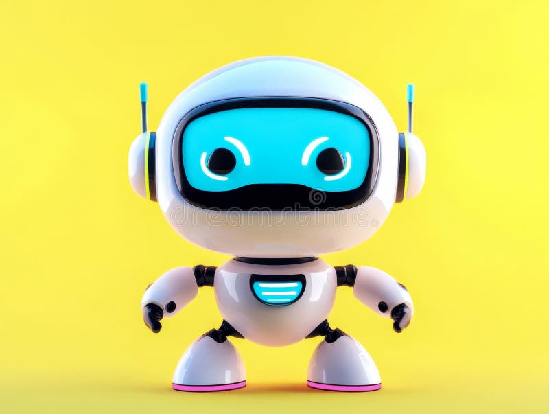 3D Illustration of AI Robot on Yellow Background. AI Generative Stock ...