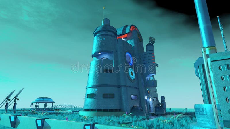 3D-illustration of an Alien City and Scifi Architecture Somewhere in ...