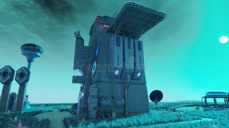 3D-illustration of an Alien City and Scifi Architecture Somewhere in ...