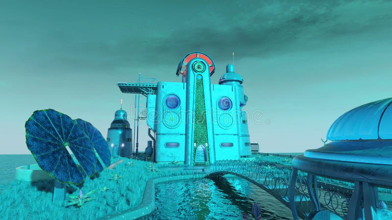 3D-illustration of an Alien City and Scifi Architecture Somewhere in ...