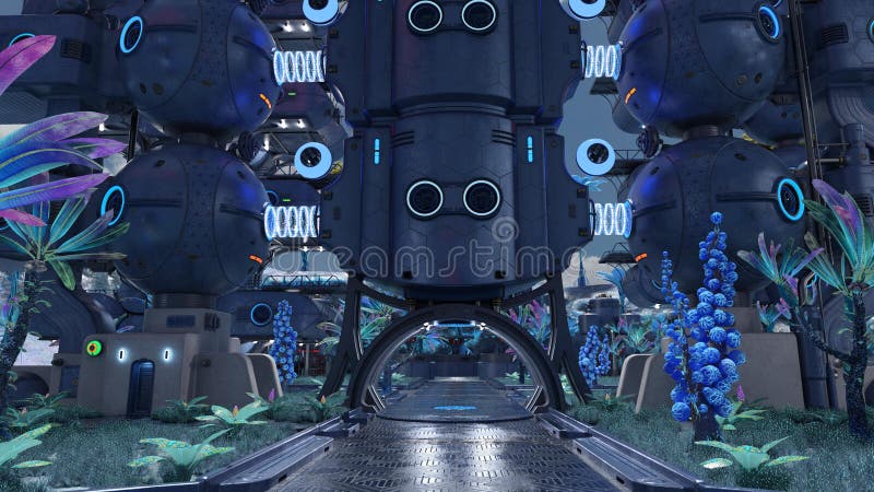 3D-illustration of an Alien City Somewhere in the Universe Stock ...