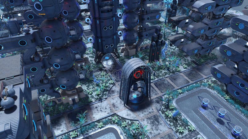 3D-illustration of an Alien City Somewhere in the Universe Stock ...