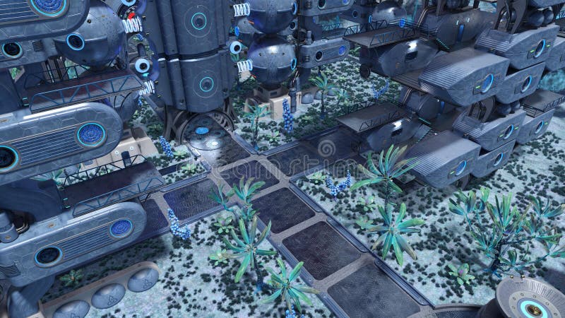 3D-illustration of an Alien City Somewhere in the Universe Stock ...