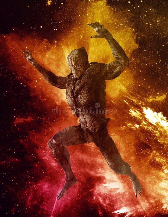 Alien Monster on Space Background 3d Illustration Stock Illustration ...