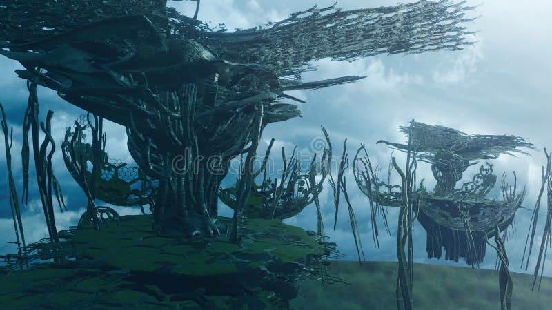 Illustration - Alien Planet Landscape,beautiful Forest the Surface of ...