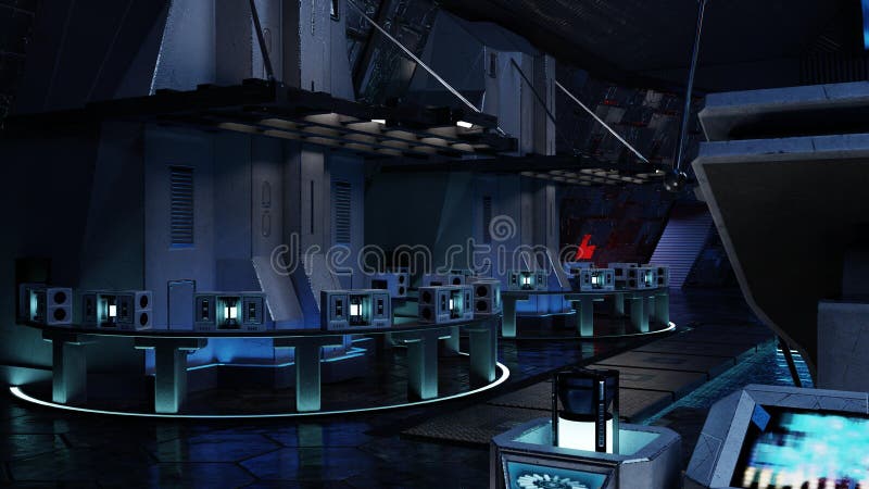 3D-illustration of an Alien Room and Labaratory Stock Illustration ...