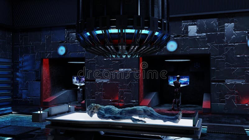 3D-illustration of an Alien Room and Labaratory Stock Illustration - Illustration of cryogenic ...