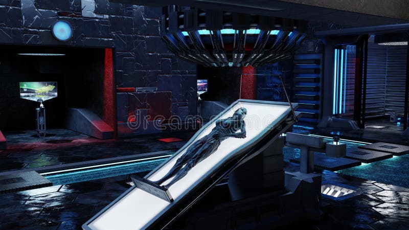 3D-illustration of an Alien Room and Labaratory Stock Illustration - Illustration of tube, scifi ...