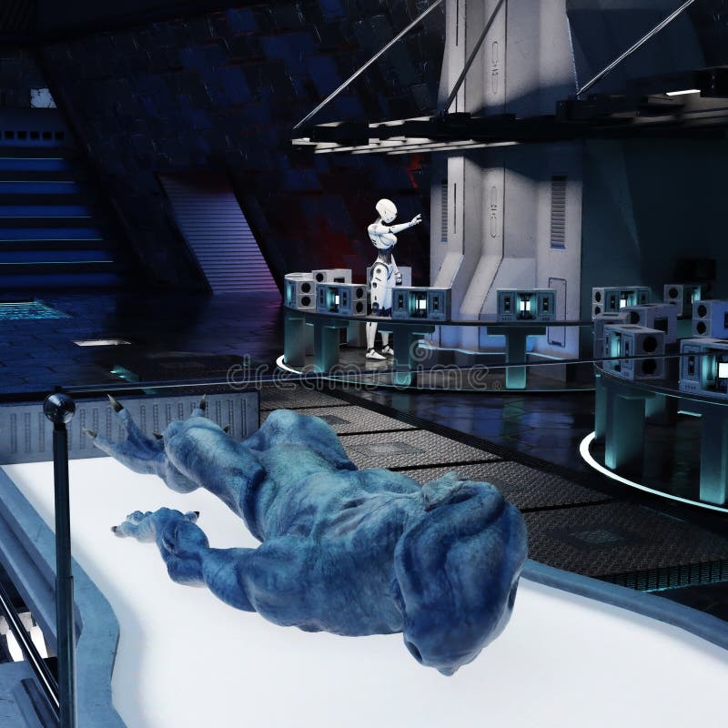 3D-illustration of an Alien Room and Labaratory Stock Illustration ...