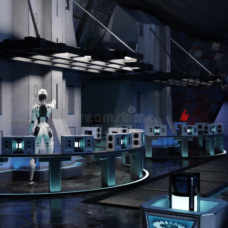 3D-illustration of an Alien Room and Labaratory Stock Illustration ...