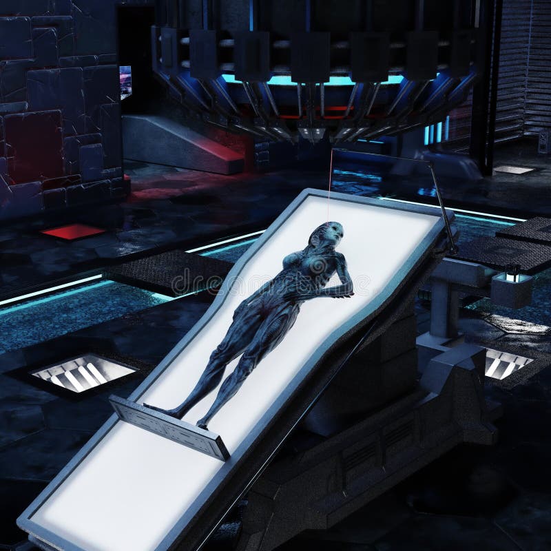 3D-illustration of an Alien Room and Labaratory Stock Illustration ...