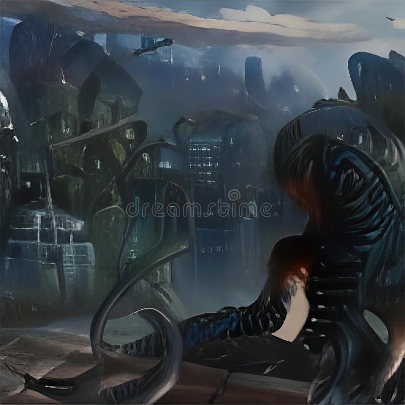 Illustration - Alien Sci-fi City Stock Illustration - Illustration of ...