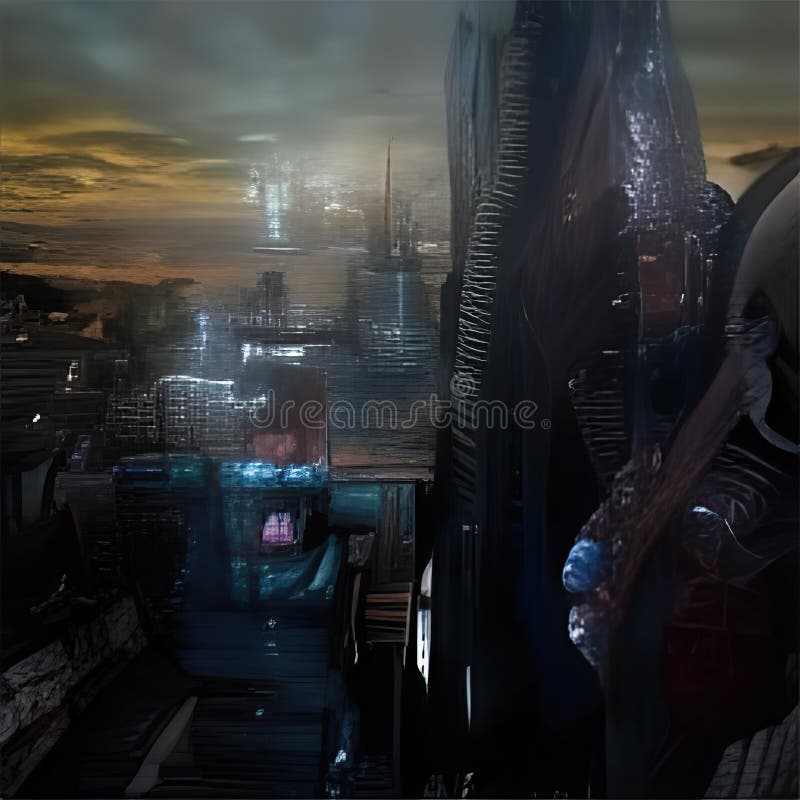 Illustration - Alien Sci-fi City Stock Illustration - Illustration of ...
