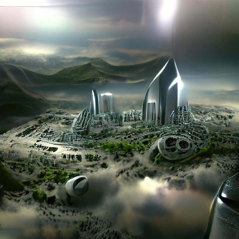 Illustration - Alien Sci-fi City Stock Illustration - Illustration of ...