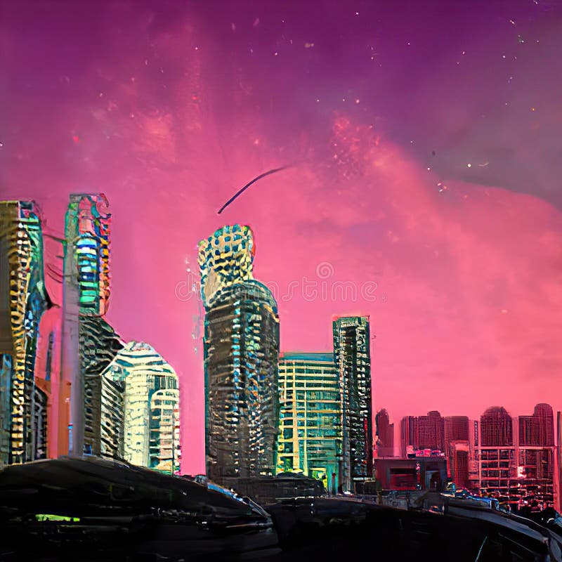 Illustration - Alien Sci-fi City Stock Illustration - Illustration of ...