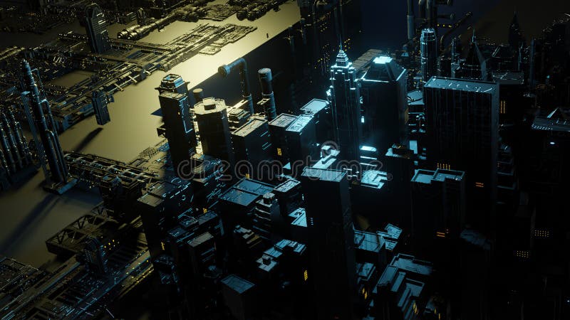 Illustration - Alien Sci-fi City Stock Illustration - Illustration of ...