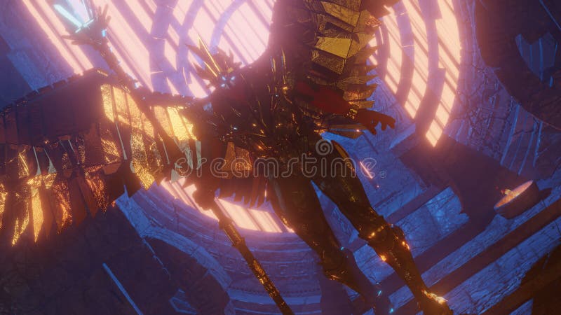 Illustration - Alien Sci-fi City with Optical Flares Stock Illustration ...