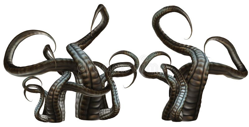 3D Render of Alien Tentacles Twisting Upward Illustration Stock ...