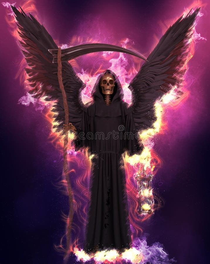 Angel of Death on Abstract Fantasy Background 3d Illustration Stock ...