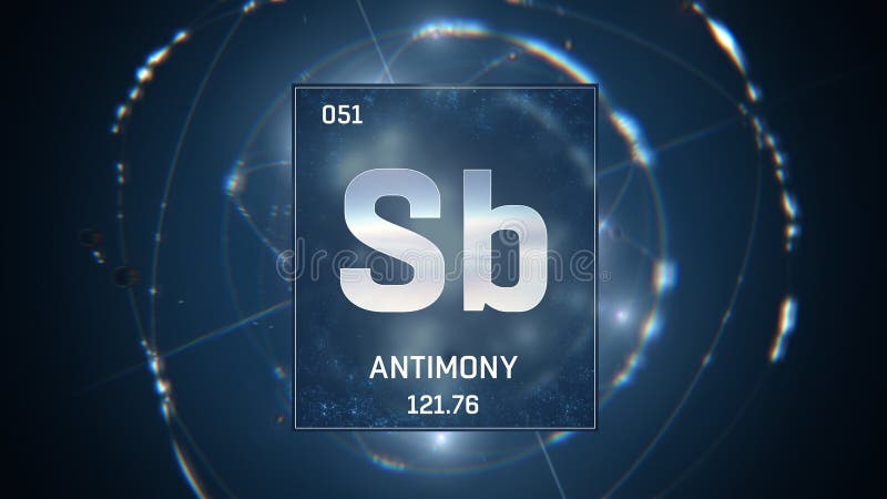 Antimony As Element 51of the Periodic Table 3D Illustration on Blue ...