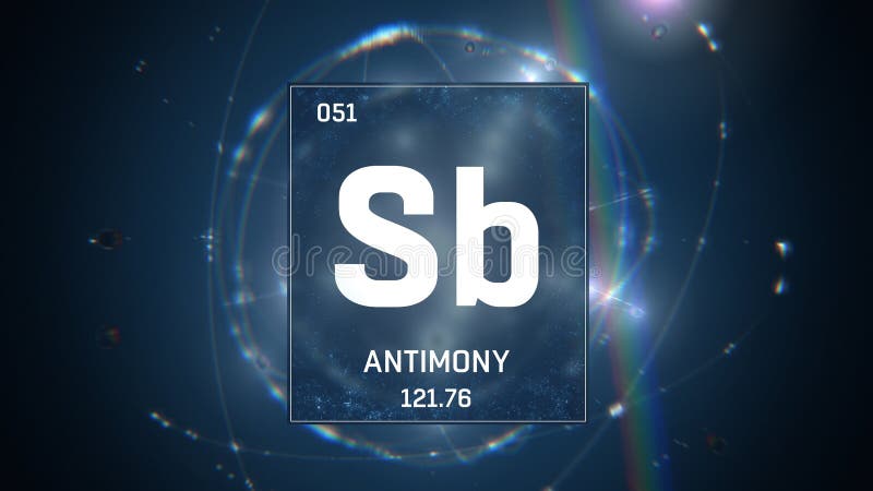 Antimony As Element 51of the Periodic Table 3D Illustration on Grey ...