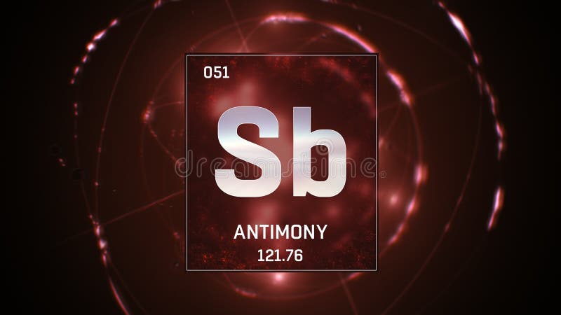 Antimony As Element 51of the Periodic Table 3D Illustration on Red ...