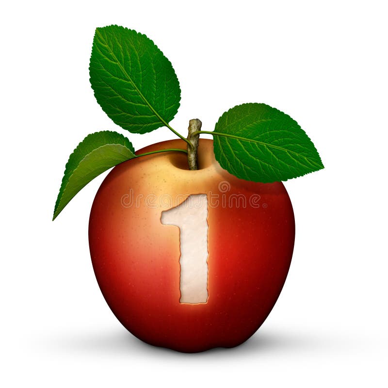 Apple with Number 1 stock illustration. Illustration of single - 101143956