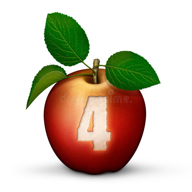 Apple with Number 4 stock illustration. Illustration of number - 101143972