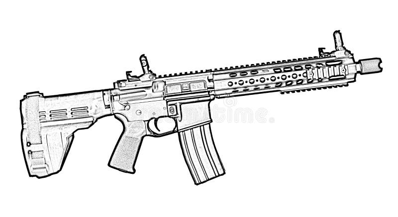 3D Illustration of an AR-15 with a Pistol Brace Stock Image - Image of ...