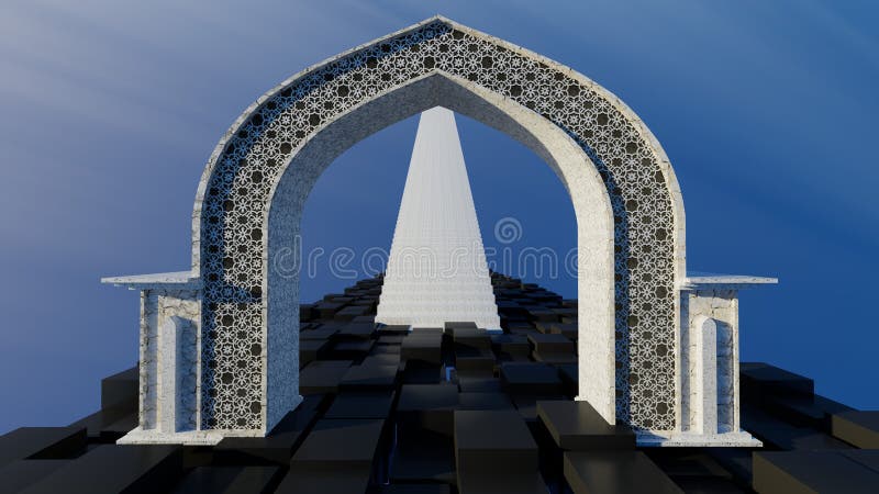 3d Illustration Arabian Gate in the Sky Stock Illustration ...