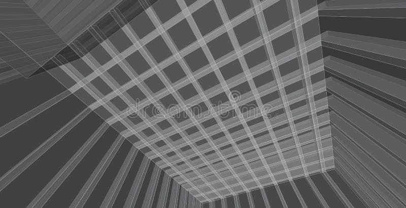 3D Illustration Architecture Building Perspective Lines Stock ...