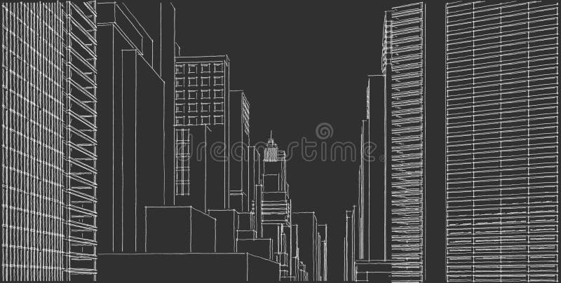 3D Illustration Architecture Building Perspective Lines Stock ...