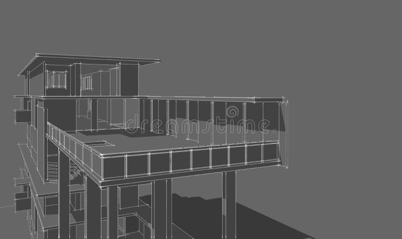 3D Illustration Architecture Building Perspective Lines Stock ...