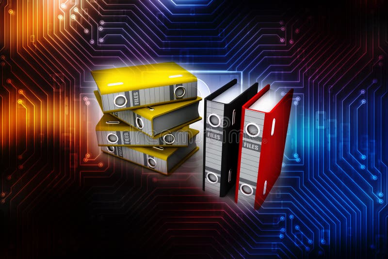 3d Illustration of Archive Folders Stack Stock Illustration ...